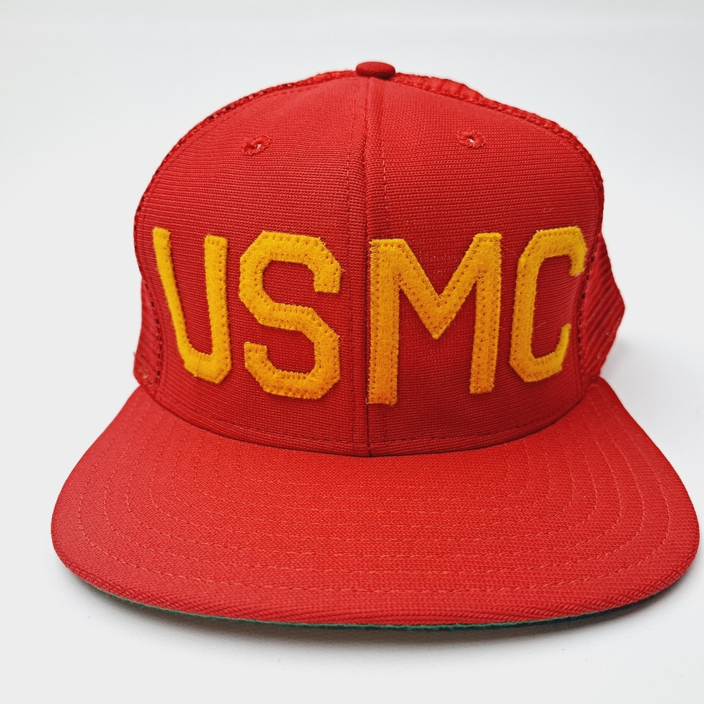 Vintage New Era Usmc Marine Corps Flat Bill Mesh Snap… - Gem
